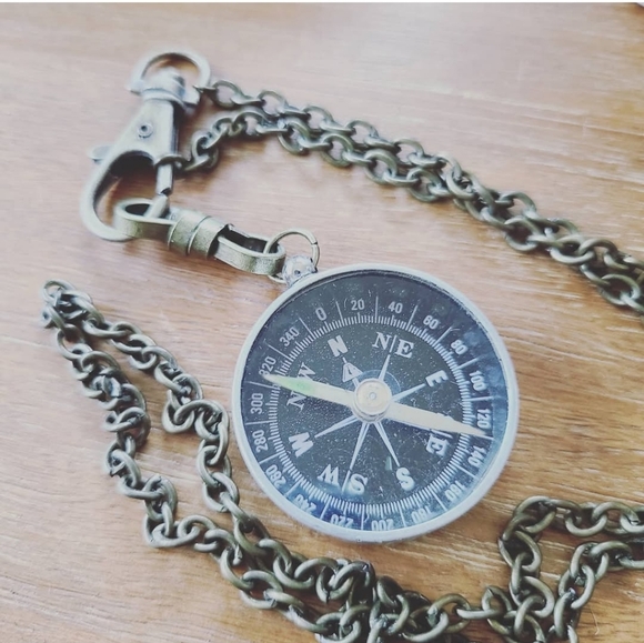 Accessories | Vintage Brass Compass With Chain | Poshmark